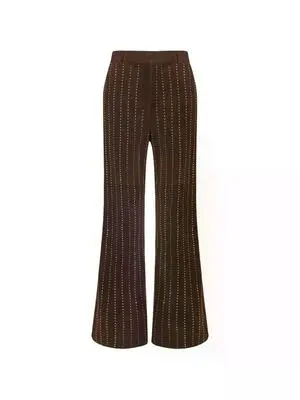 P.a.r.o.s.h Rhinestone-embellished Suede Flared Trousers