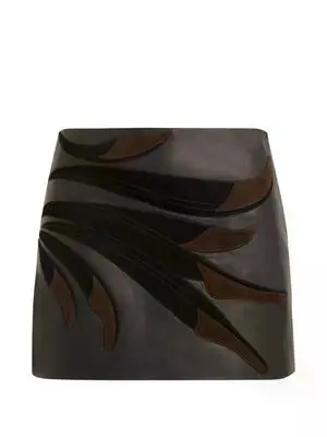 P.a.r.o.s.h Patchwork Leather A-line Mini Skirt