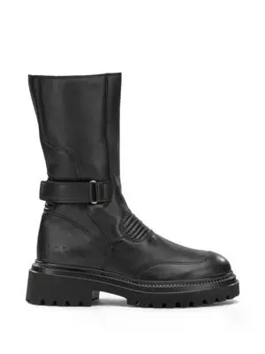 SUMMERY COPENHAGEN Buckled Leather Boots - Black