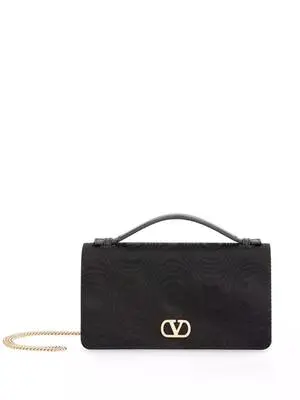Valentino Garavani Vlogo Signature Moiré Shoulder Bag - Black