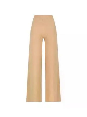 Max Mara Wide Wool And Cashmere Yarn Trousers Camel