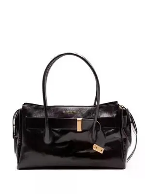 Roberto Festa Emeralda Glossy Leather Shoulder Bag - Black