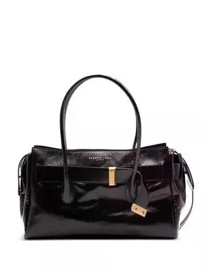 Roberto Festa Emeralda Glossy Leather Shoulder Bag - Black
