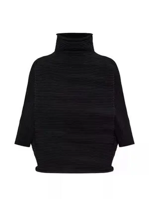 Issey Miyake Zig Zag Pleated High-neck Blouse - Black