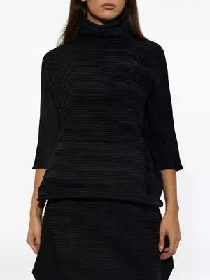 Issey Miyake Zig Zag Pleated High-neck Blouse