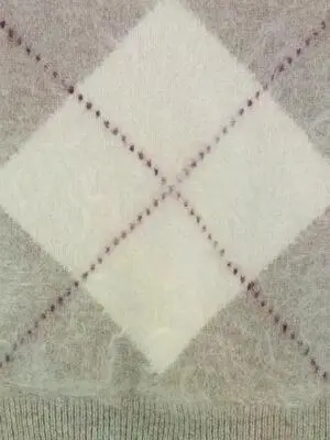 Soft Goat Brushed-effect Argyle-knit Sweater