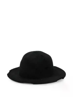 Yohji Yamamoto Distressed-effect Felt Hat - Black