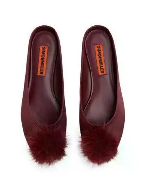 SIMONMILLER Riad Pom-pom Satin Mules