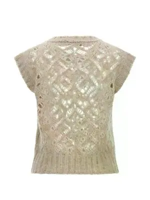 Max Mara Albero Perforated Knit Vest - Neutrals