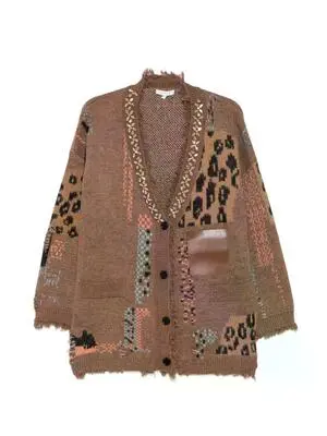 PAPER LACE Crystal-embellished Leopard-pattern Cardigan - Brown