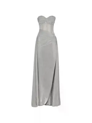 Vintage Corset-style Draped Maxi Dress - Grey