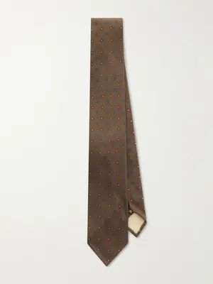 Rubinacci Rubinacci - 8cm Printed Silk-Twill Tie - Men - Brown Brown