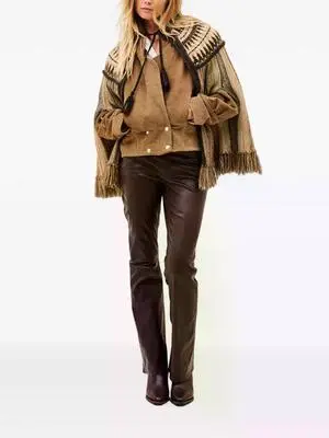 Ba&sh Dish Intarsia-knit Fringed Cape
