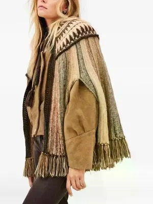 Ba&sh Dish Intarsia-knit Fringed Cape
