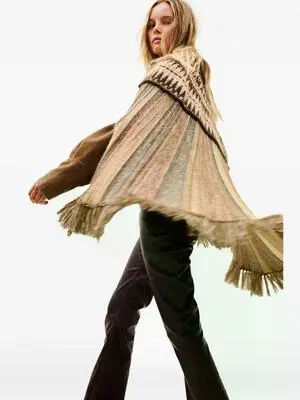 Ba&sh Dish Intarsia-knit Fringed Cape