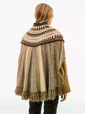 Ba&sh Dish Intarsia-knit Fringed Cape