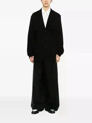 Yohji Yamamoto Button-up Chest-pocket Blazer - Black