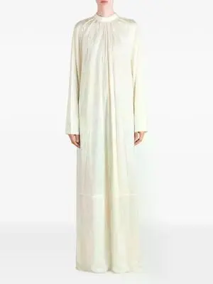 YANGKEHAN Pleated Silk Maxi Dress - Neutrals
