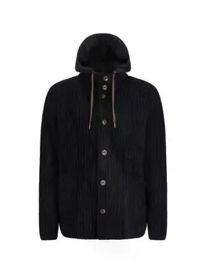 Herno Ribbed-knit Hooded Jacket