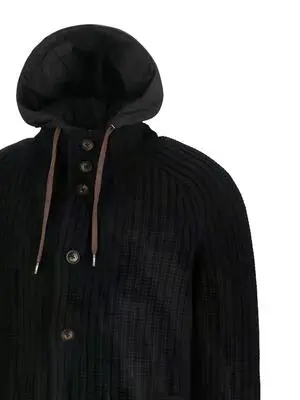 Herno Ribbed-knit Hooded Jacket