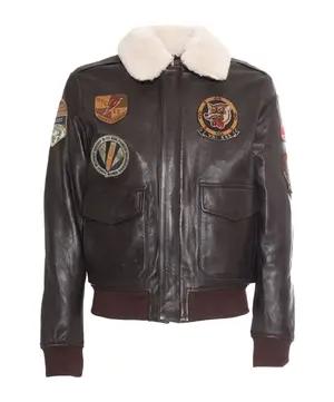 SCHOTT Patch-detailed Leather Bomber Jacket