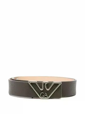Emporio Armani Logo-plaque Pebbled-effect Belt