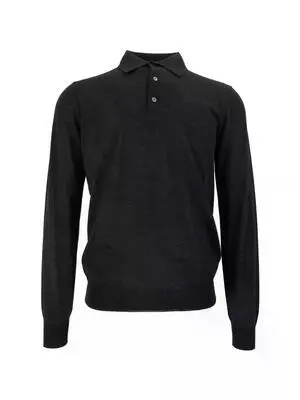 FILIPPO DE LAURENTIIS Long-sleeve Fine-knit Polo Shirt - Grey