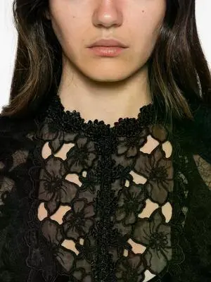 BABYLONE PARIS Lace-embroidered Balloon-sleeve Top
