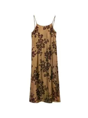 UMA WANG Anaya Floral-print Midi Dress - Brown