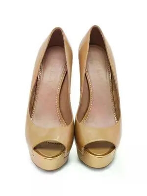 LE SILLA Platform Peep-toe Patent Leather Pumps