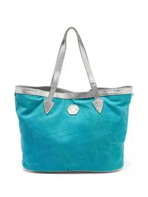Philipp Plein Skull-patch Crystal-embellished Tote Bag - Blue
