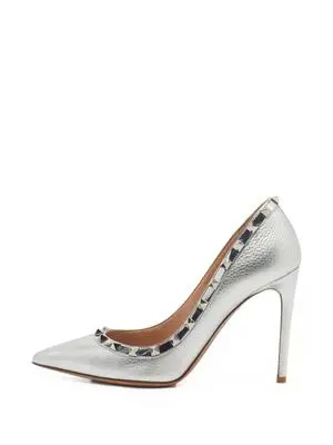 Valentino Garavani Rockstud Pointed-toe Pumps - Silver