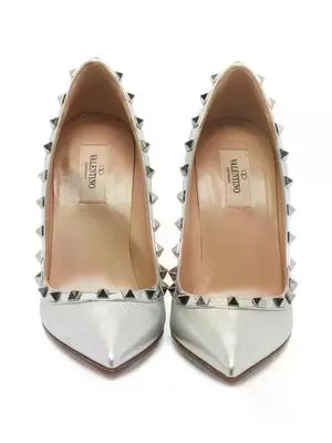 Valentino Garavani Rockstud Pointed-toe Pumps - Silver