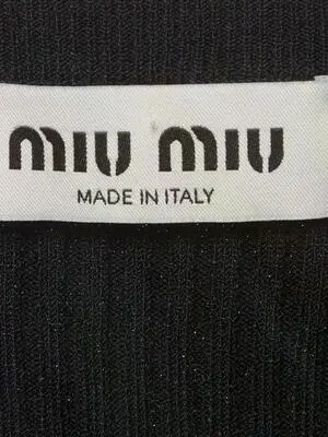 Miu Miu Rib-knit Logo-appliqué Cardigan