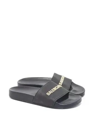 Balmain Flat Slides - Black