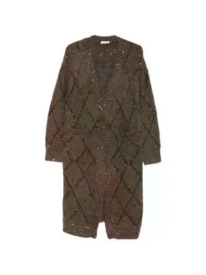 PAPER LACE Sequin-embellished Argyle Coat