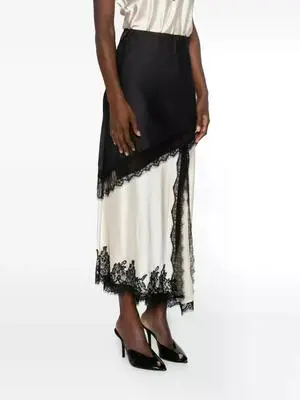 PAPER LACE Lace-trim Panelled Skirt