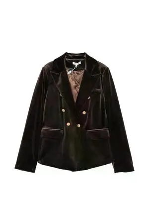 PAPER LACE Double-breasted Velvet Jacket - Brown
