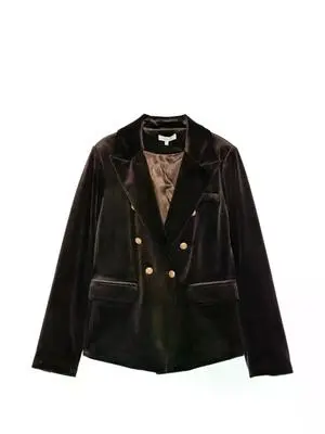 PAPER LACE Double-breasted Velvet Jacket - Brown