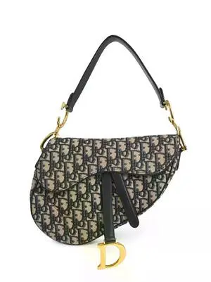 Dior 2018 Trotter Oblique Saddle Shoulder Bag Neutrals
