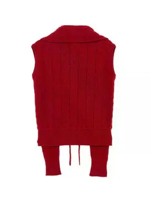ALAINPAUL Pointelle-knit Trompe-l'oeil Cardigan - Red