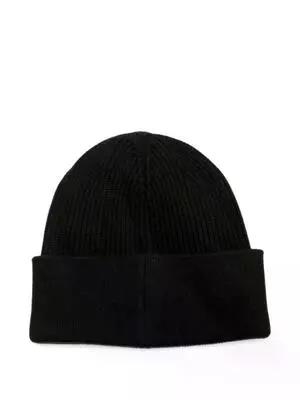 Guess Logo-patch Ribbed-knit Beanie Hat