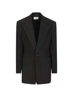 Saint Laurent Single-breasted Jacket In Chalk-stripe Wool Mélange - Brown