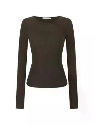AMOMENTO Round-neck Long-sleeve T-shirt - Brown
