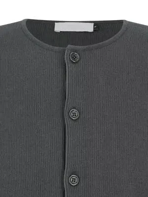 AMOMENTO Ribbed-knit Button-up Cardigan