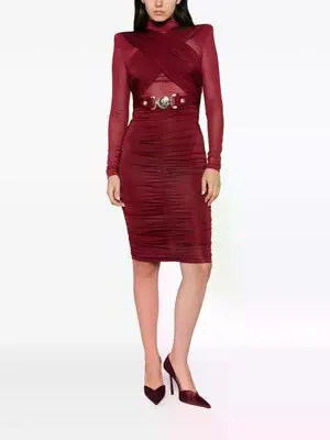 BABYLONE PARIS Belted Ruched Mini Dress