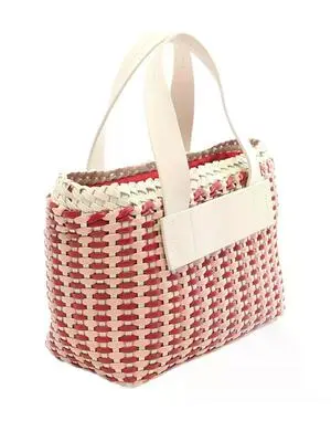 Miu Miu 2010-2026 Leather Bicolor Basket Weave Satchel