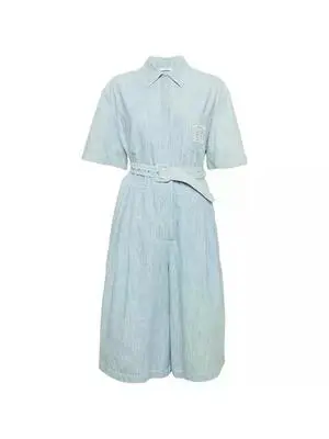 Fendi Logo-embroidered Belted Jumpsuit - Blue