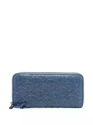 Dior 2019 Oblique Embossed Continental Wallet - Blue