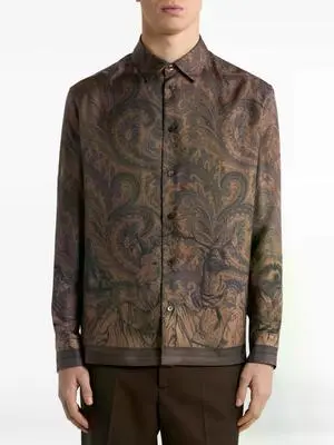 Etro Silk Twill With Placed Paisley And Animal Print